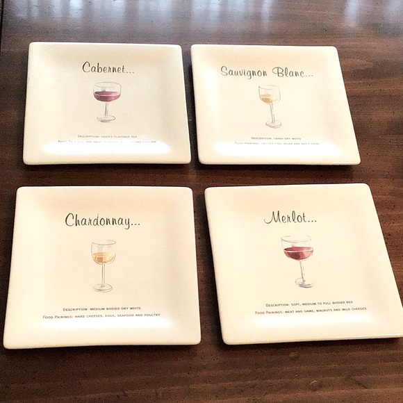 Pottery Barn | Dining | 4 Square Wine Pottery Barn Plates | Poshmark